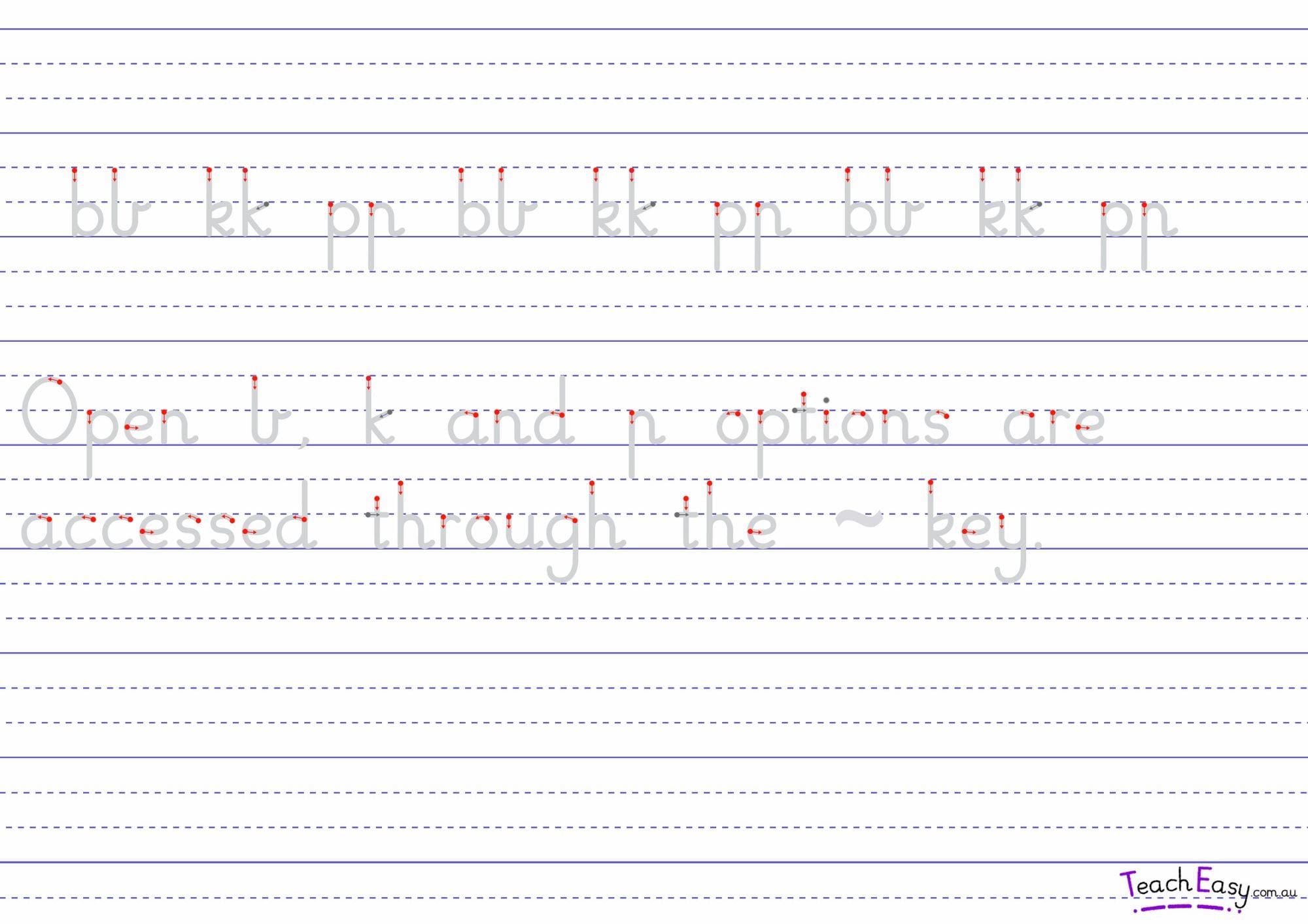 Tracing Font with arrows worksheet creator explained - Teach Easy